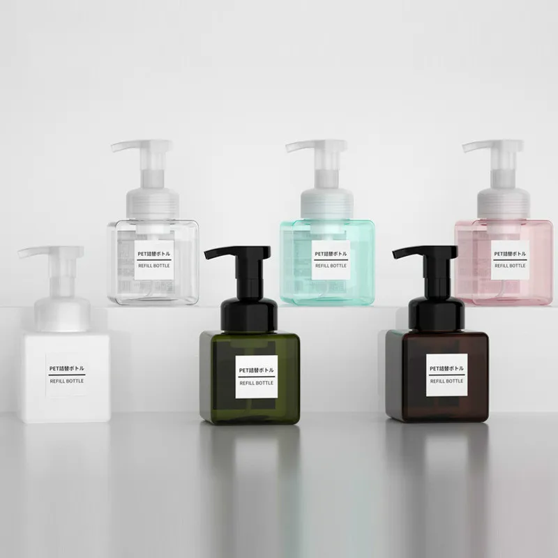 250ml Plastic square mousse foaming bottle with screw cap for facial ...