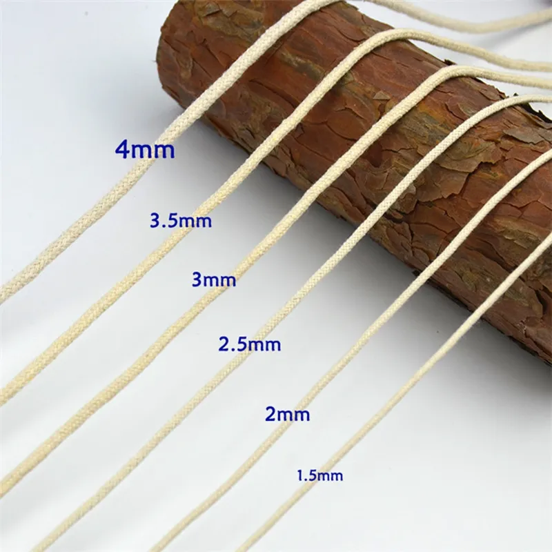 1.5mm 2mm 2.5mm 3mm 3.5mm 4mm Natural Cotton Cord Solid Thick Round ...
