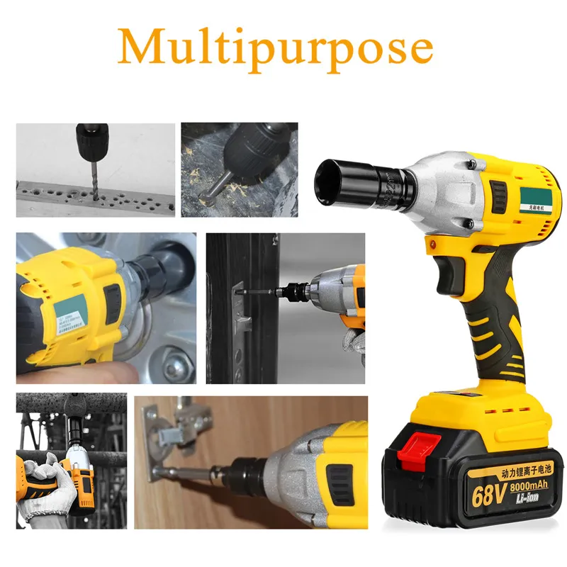 68V 8000mAh 460N.M Electric Cordless Impact Wrench Brushless Driver ...