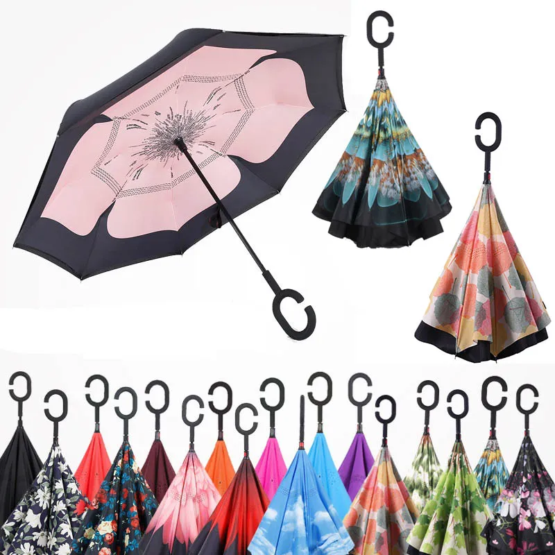 Inverted Umbrella Foldable Umbrella With C Handle, Double Layer ...