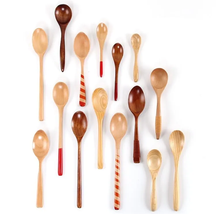 16 Styles Japanese Wood The Wooden Spoons Fashionable Long Handle ...