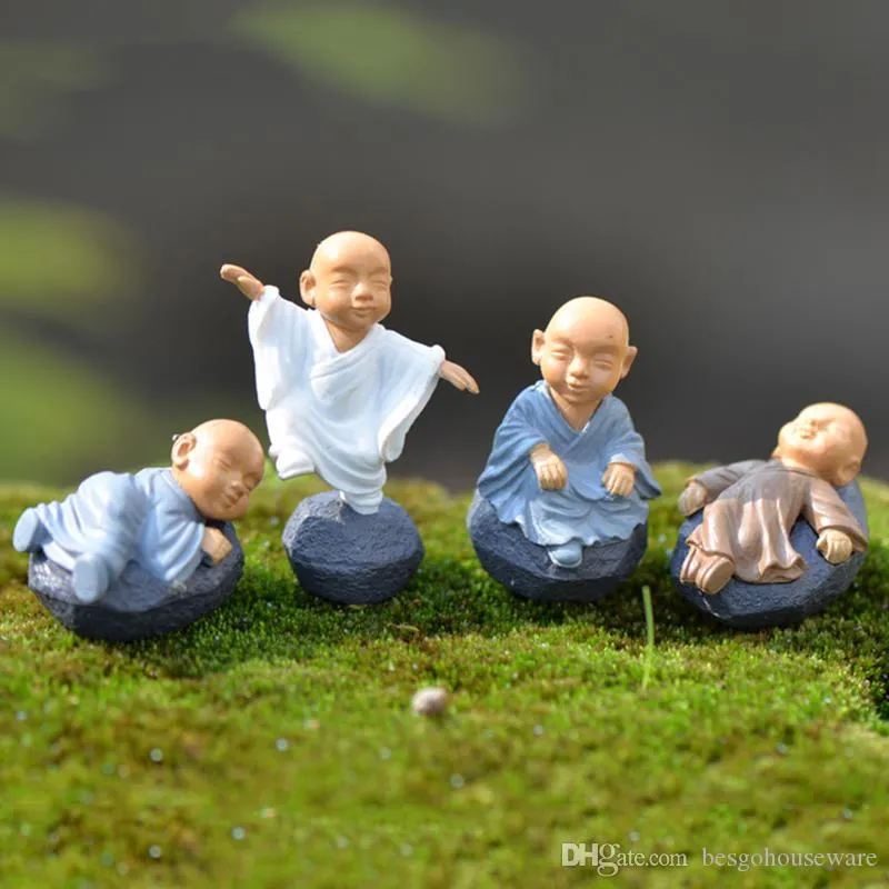 Kung Fu Cartoon Monk Figurines Mini Monk Ornaments Terrarium Decoration ...