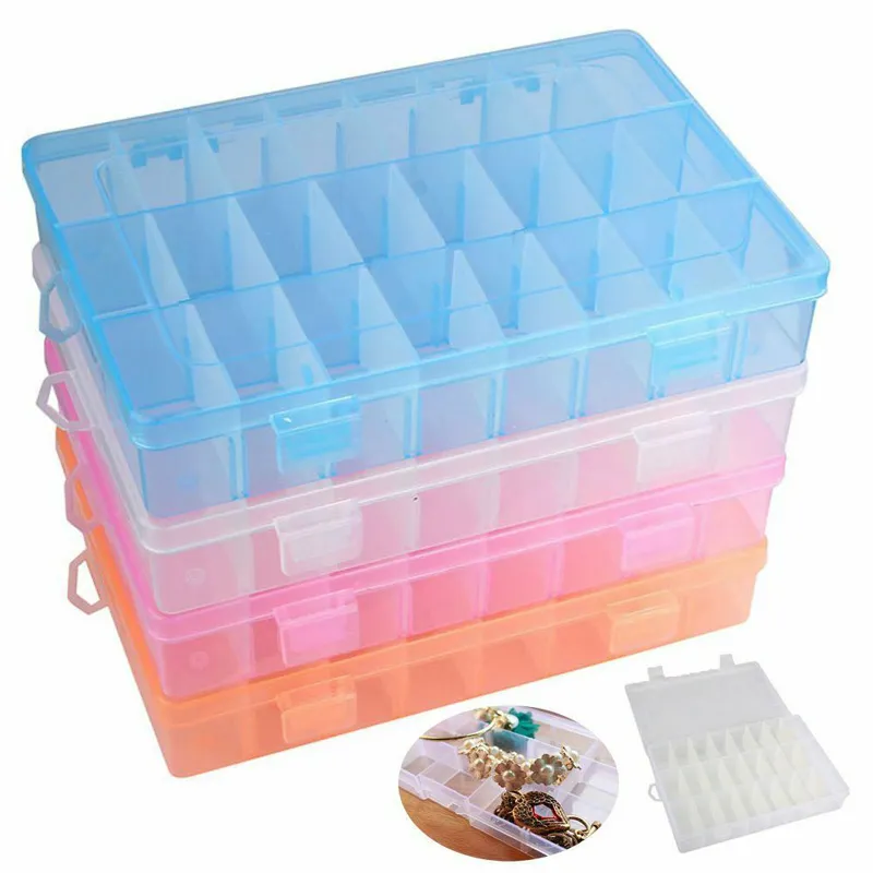 10 Grids Grid Plastic Jewelry Box Movable Removable Dividers Adjustable ...