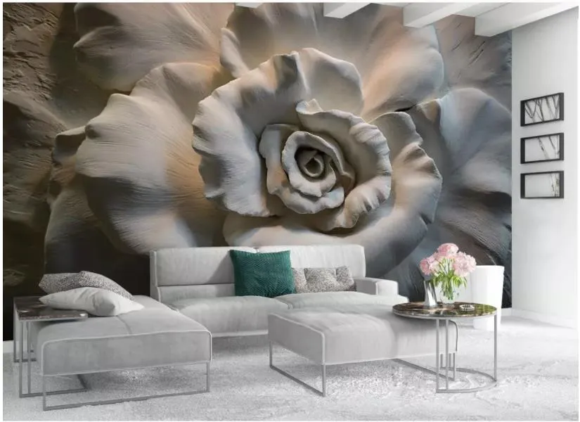 DHgate.com:3D Embossed Rose TV Background Wallpaper, Modern Living Room ...