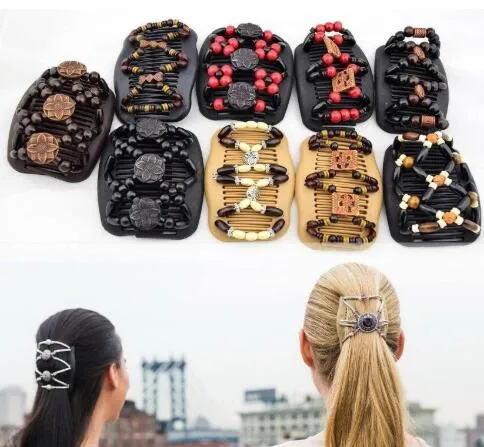 High Quality Retro Double Beaded Hair Comb Clip With Elasticity For ...