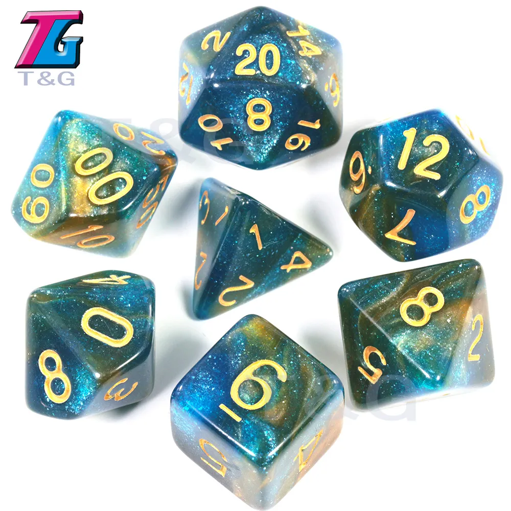 DHgate.com:Golden Dice Game Set - 7Pcs Polyhedral Number Dice for ...