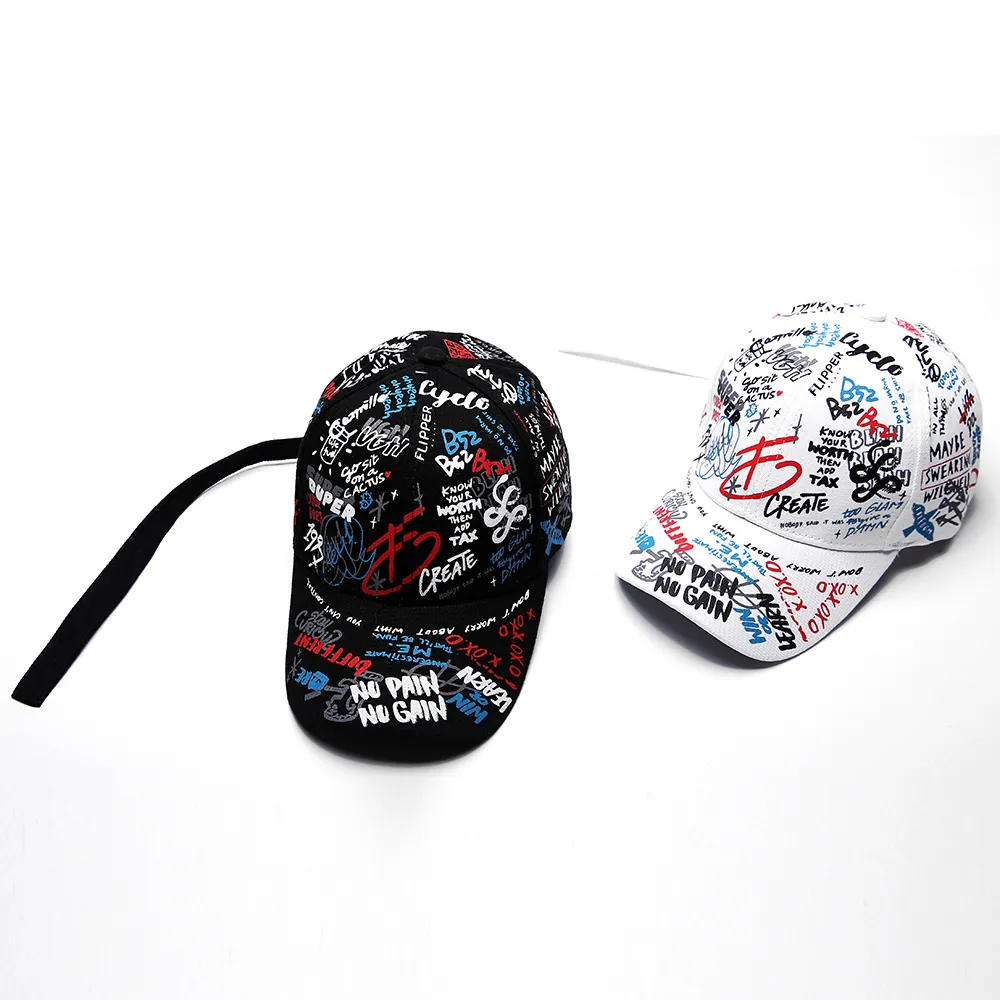 GB1659 Spring Graffiti Baseball Caps Long Tail Hip Hop Style Parent And ...
