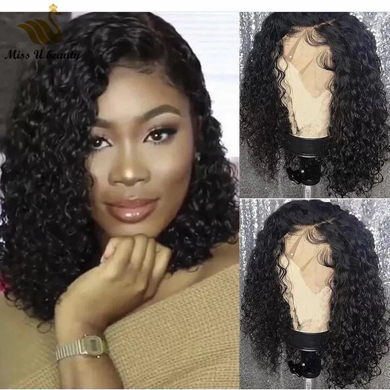 Side Part Wigs Wet And Wavy Human Hair Short Bob Wig Full Lace Frontal ...