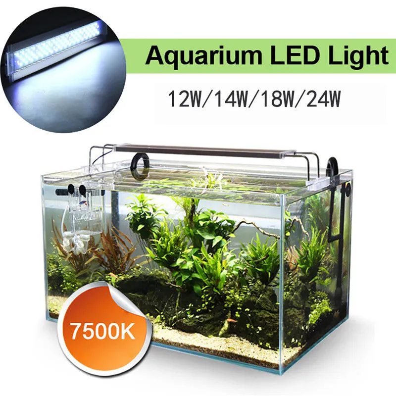 Super Slim LED Aquarium Light: 12-24W, 28-75cm Extensible Clip-on Lamp - Perfect for Aquatic ...