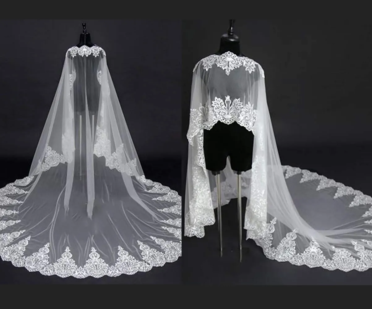 Capas Nupciales: Elegante Blanca De 300 Cm Capa De Vestidos De Novia De ...