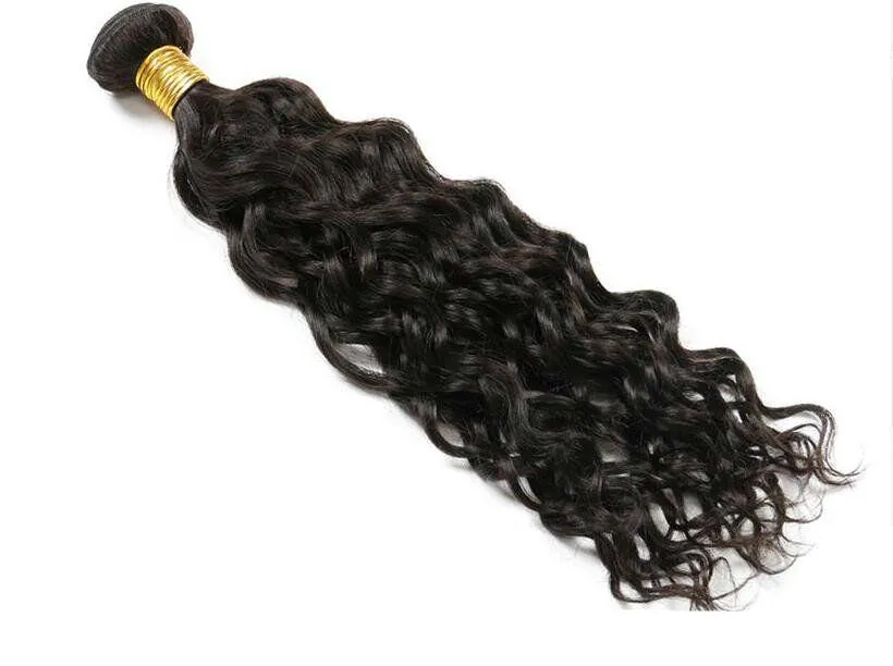 Water Wave Weft Brazilian Human Hair Weaves 3 Bundles Natural Black 8 ...