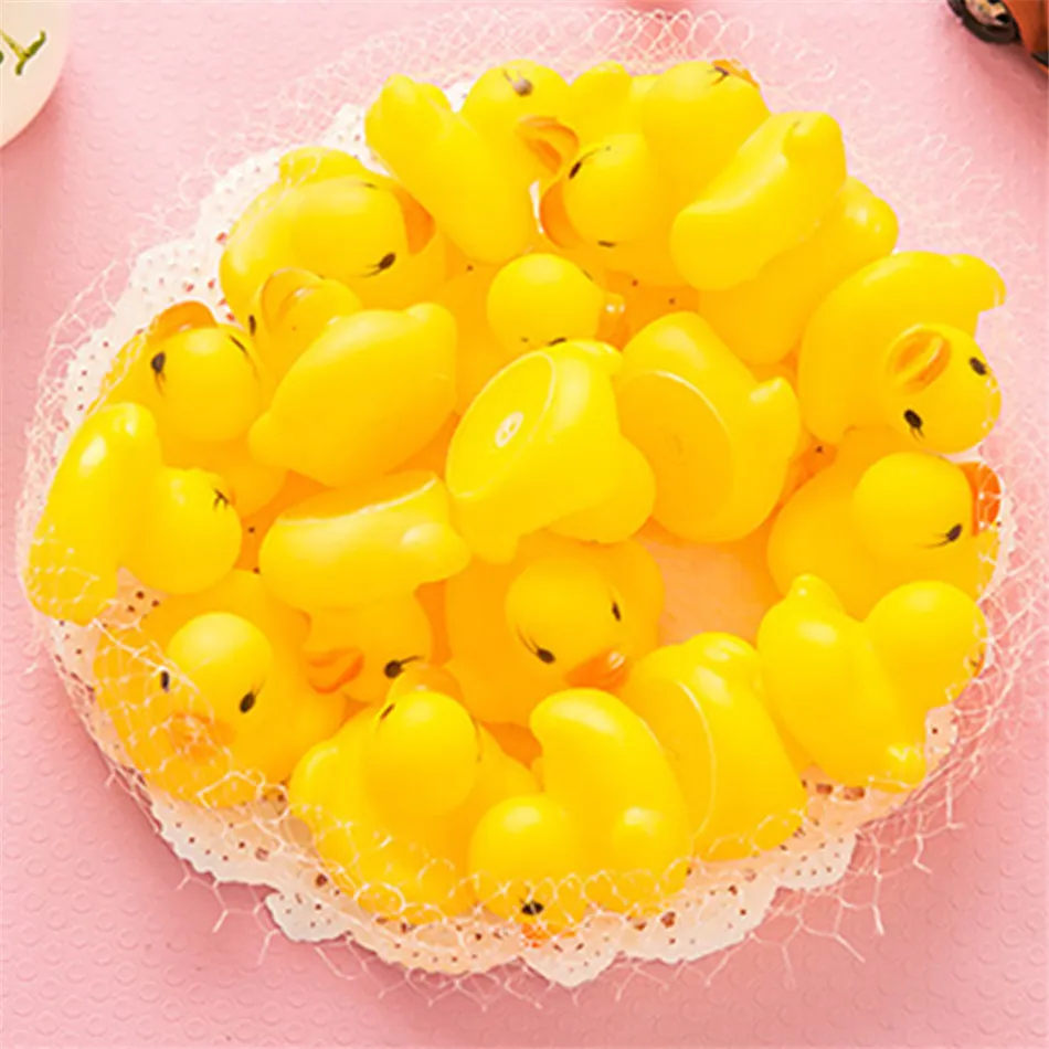 Mini Rubber Ducks: Yellow Floating Bath Toy Set Squeaky Noise Maker ...