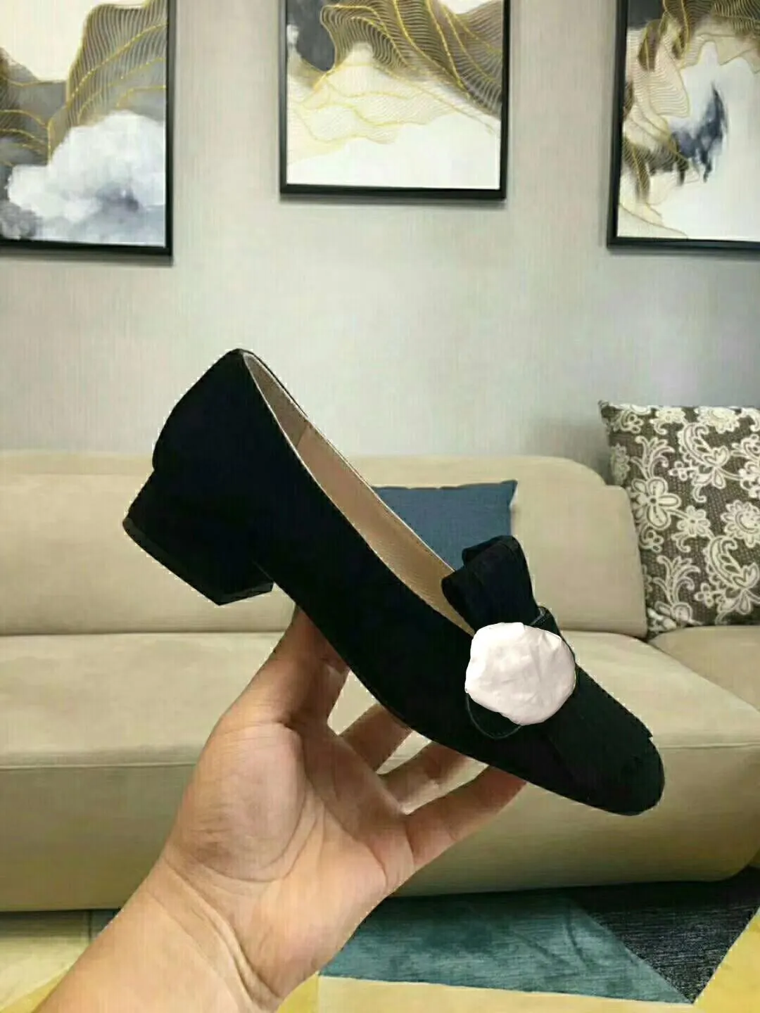 Classic Mid Heeled Boat Shoe Womens Designer Shoes Leather Thick Heel ...