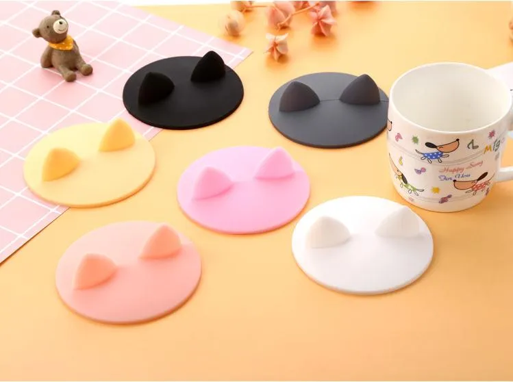Cute Cartoon Cat Ear Cup Cover: Food Grade Silicone, Heat Resistant ...