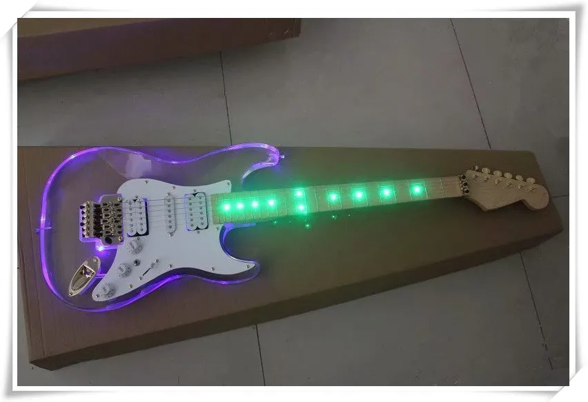 Factory LED Light Electric Guitar Acrylic Body, Floyd Rose Bridge ...