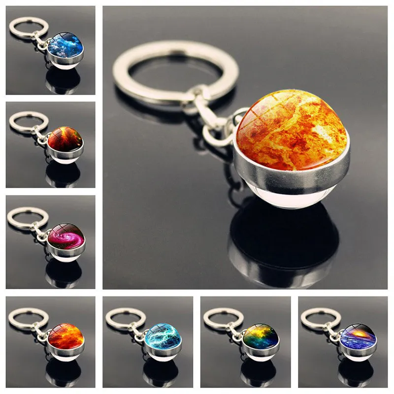 12 Constellation Key Chain Scorpio Glass Ball Pendants Car Key Rings ...