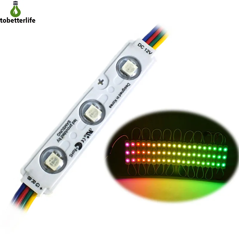 SMD5050 RGB Led Module Light 3LED Injection LED Modules With Lens DC12V ...