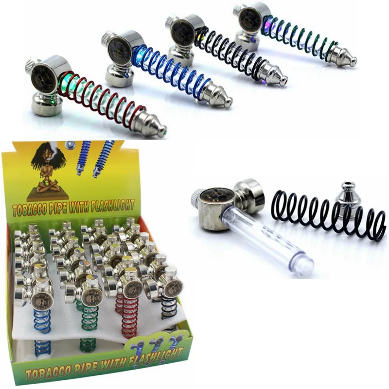 Colorful LED Skull Metal Pipes, Mini Hookahs Portable Smoking Pipes ...
