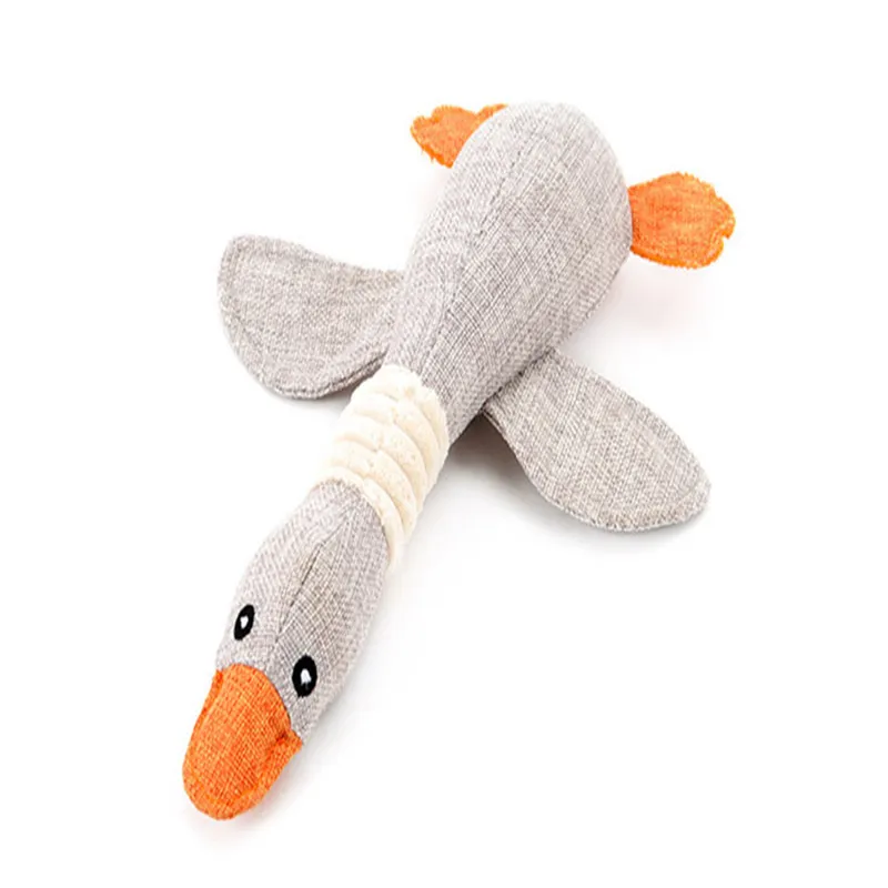 Pet Burlap Duck Toy For Dogs Squeaky Plush Bite Resistant Chew Toy With ...