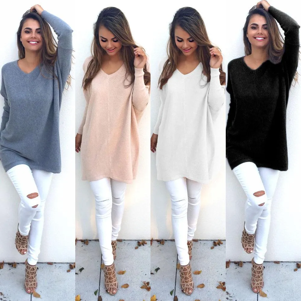 Tight Sweater Tops: Women's V Neck Pullover, Warm Casual Knit Jumper ...