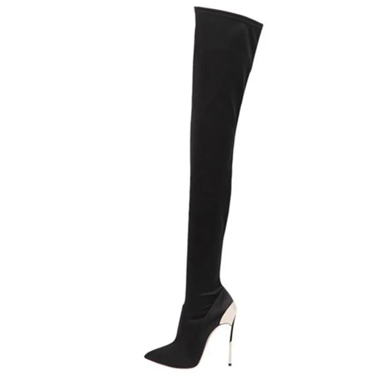 Stiletto Heel Knee High Boots Hot Sale Pointed Toe Over The Knee Knight ...