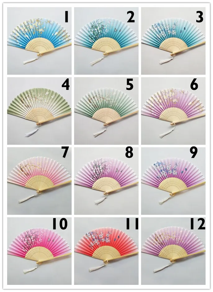 Chinese Japanese Satin Folding Fan Sakura Cherry Blossom Pocket Hand ...