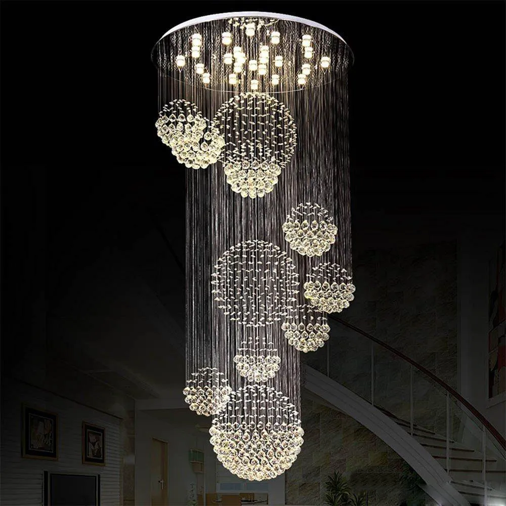 Crystal Modern Chandelier Light: Elegant Rain Drop Sphere Ceiling ...