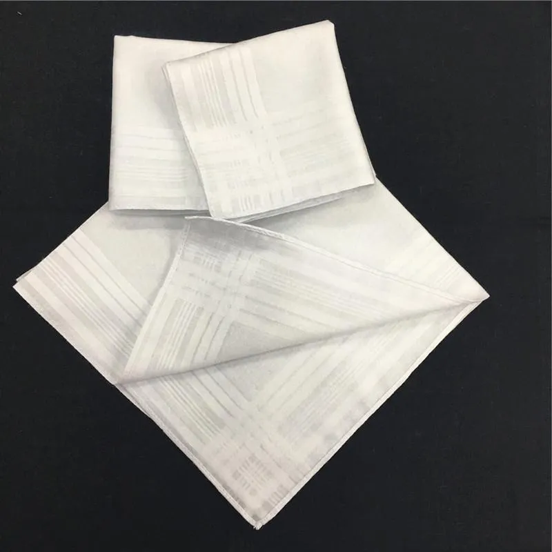 100% Cotton Handkerchief - White Satin Stripe Square Napkin, Unisex ...