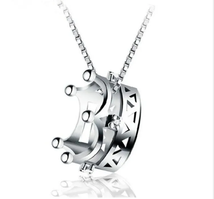 Wholesale 925 Silver Princess Crown Pendant Necklace High Quality Swiss ...