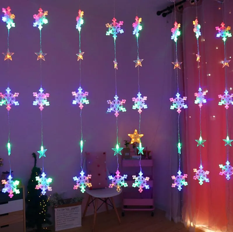 LED Snowflake Curtain Light 3M Decorative Lantern For Room, Christmas ...