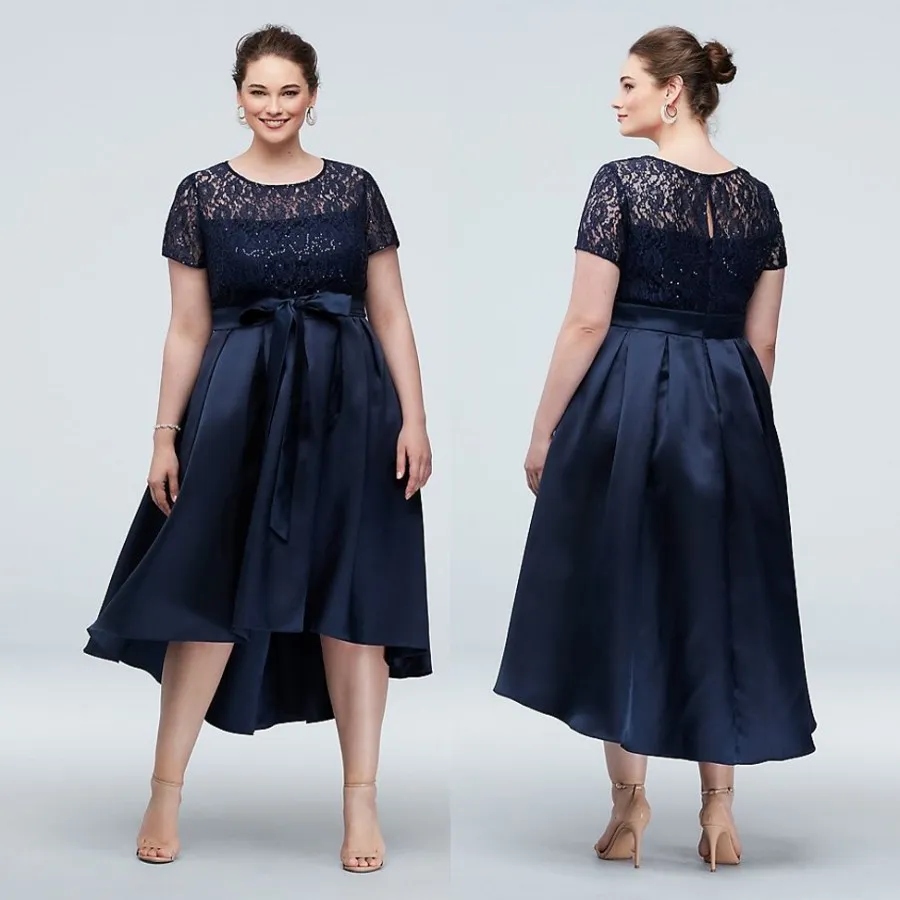 High Navy Blue Plus Size Prom Dresses A Line Satin... From ...