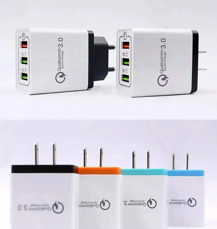 Quick Charging QC 3.0 Smart Fast Adaptive Charger 3 USB Port Mobile ...