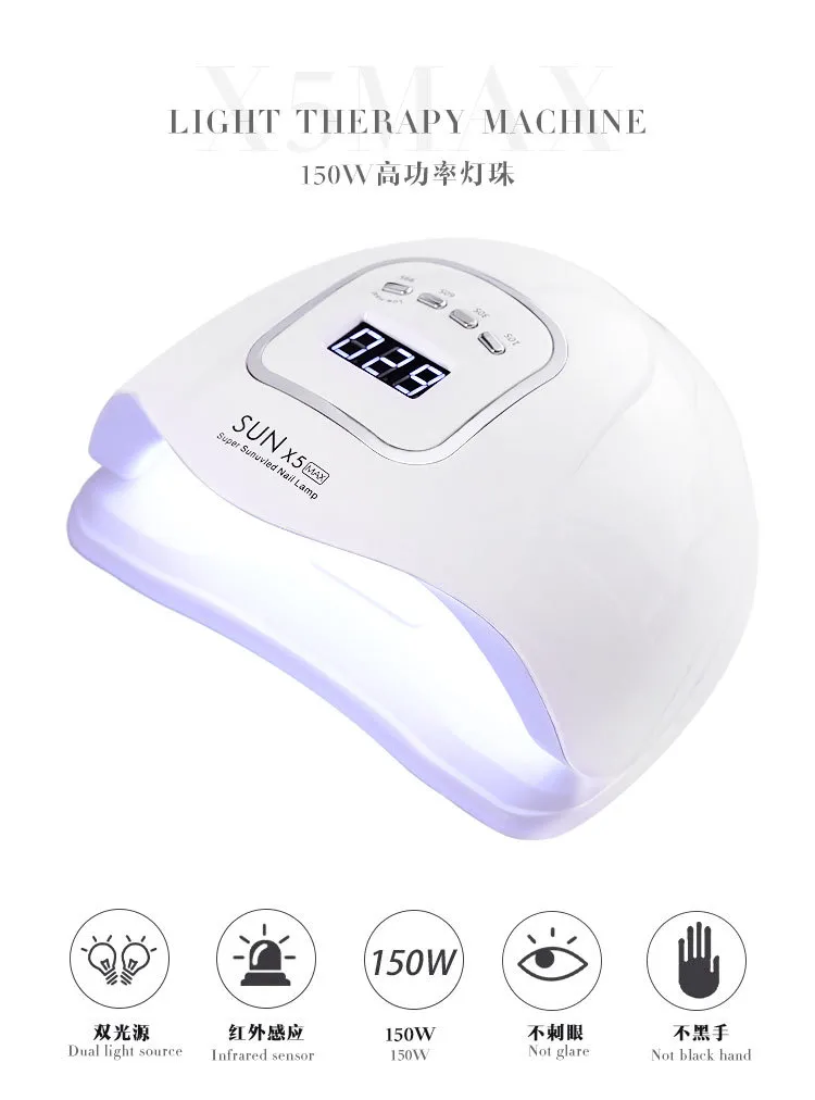 Professional Nail Dryer: 150W UV LED Light For Quick Gel Polish Curing ...