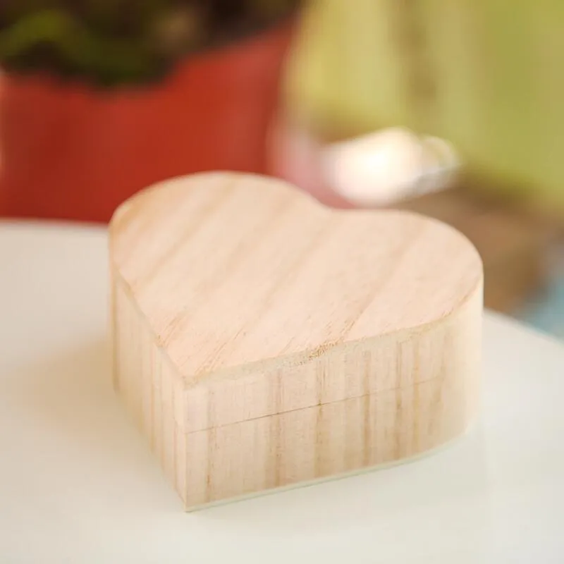 LX8780 Wooden Heart Shaped Jewelry Box Makeup Cosmetic Organizer For ...
