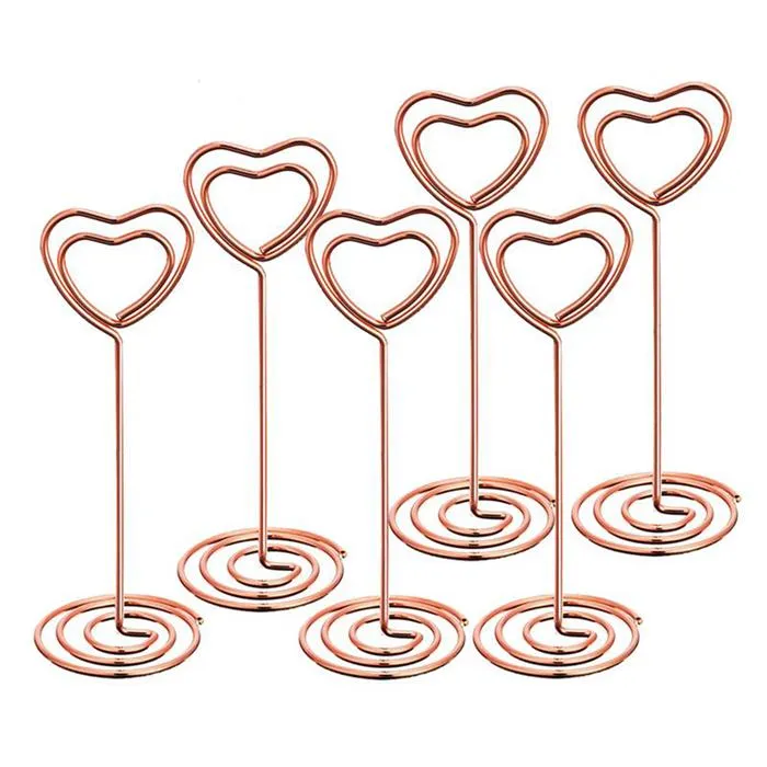 Table Number Card Holders Heart Shape Metal Photo Holder Stand Place ...