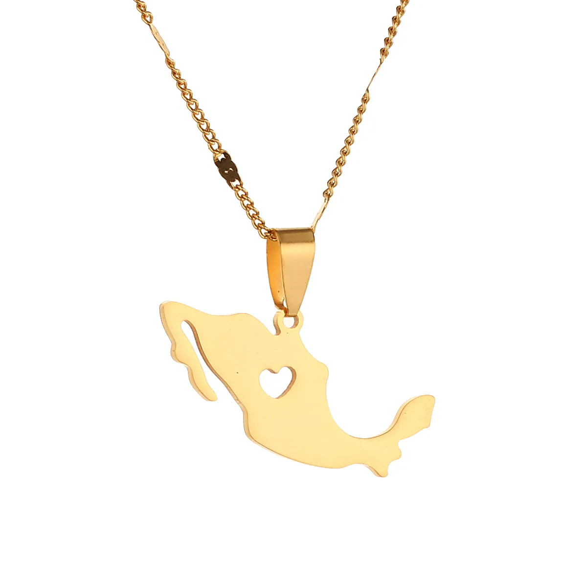 Gold Stainless Steel Mexico Map Arabic Name Pendant Unique Chain ...