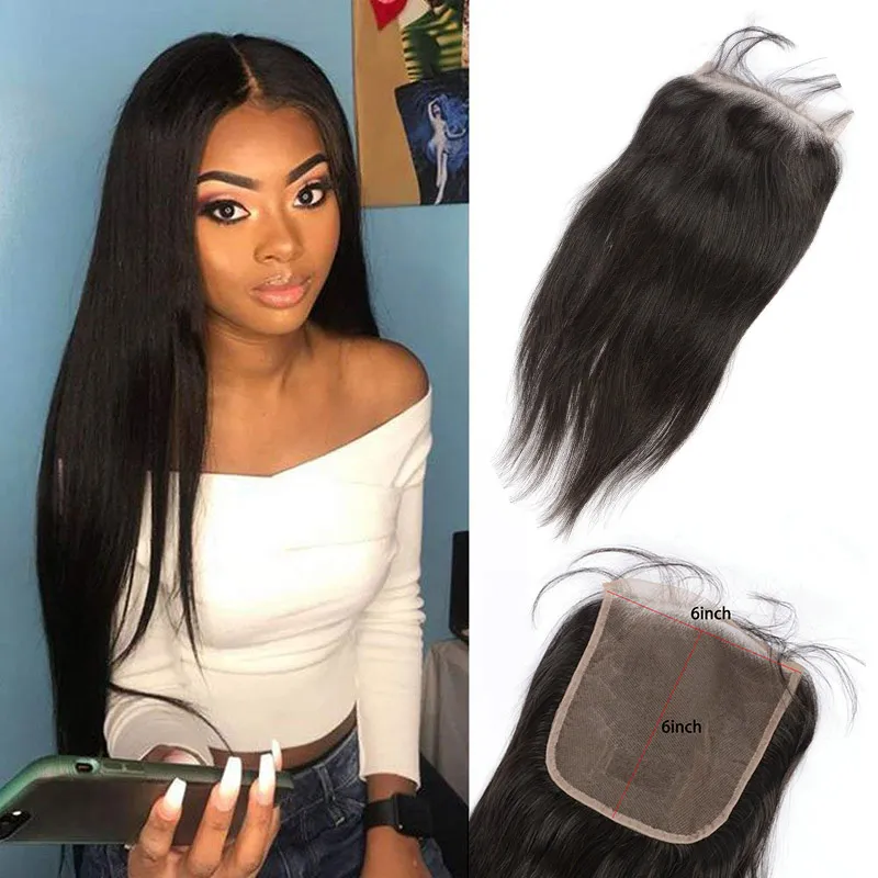 DHgate.com:Peruvian Body Wave Straight Human Hair 6x6 Lace Closure ...
