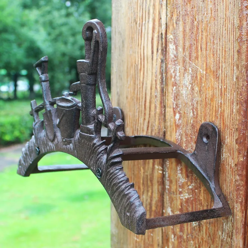 Wrought Iron Hose Holder, Vintage Garden Decorative Hose Reel Hanger ...