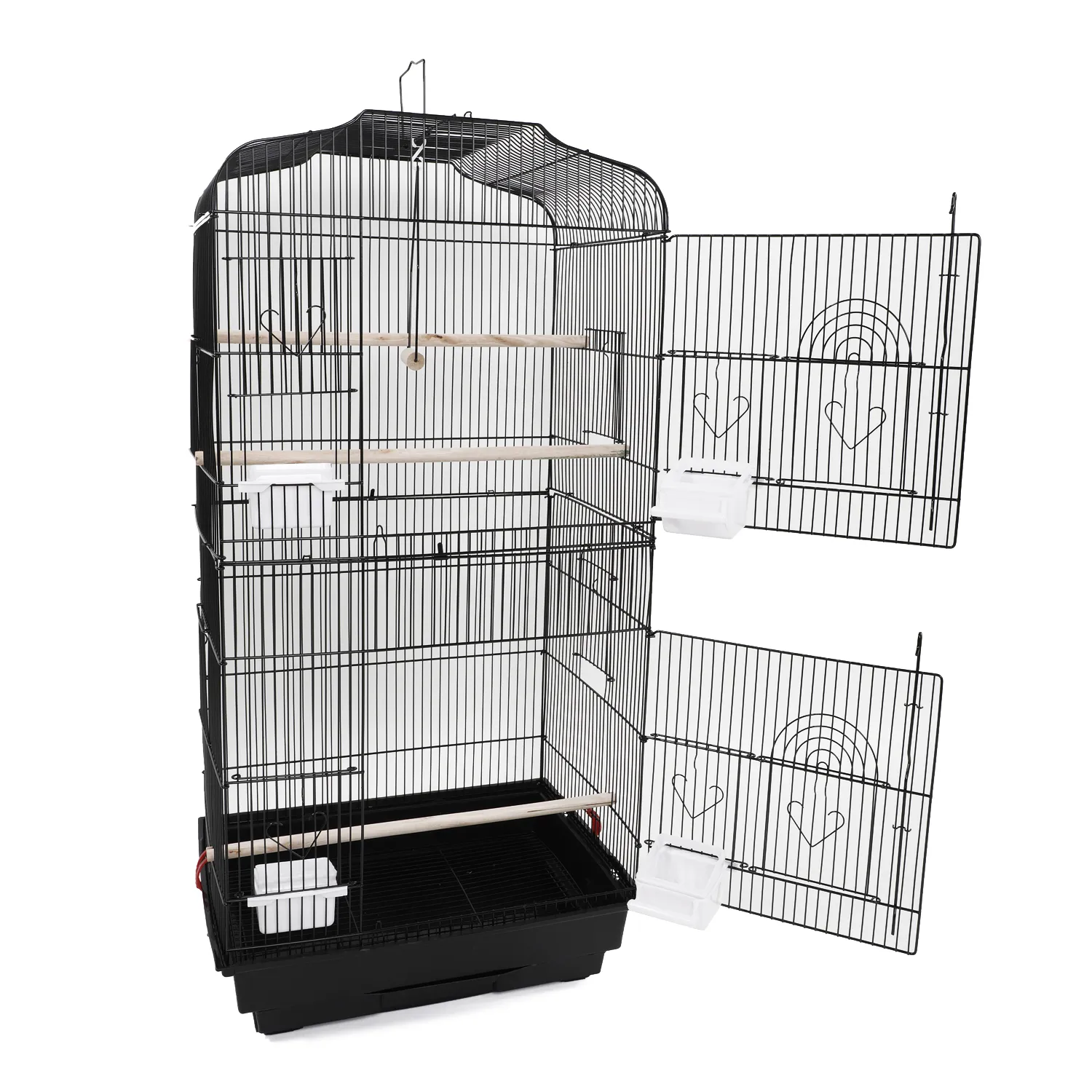 Metal Pet Bird Cage For Canaries And Parrots Portable Wire Design Safe ...