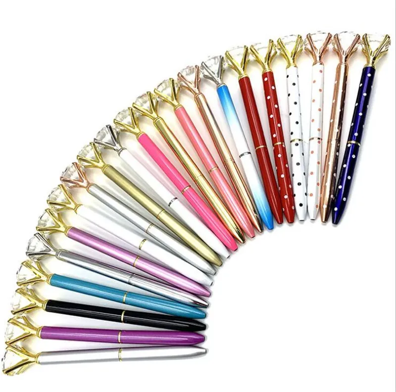 Creative 12 Pack Metal Ballpoint Pens With Black Ink Big Diamond ...