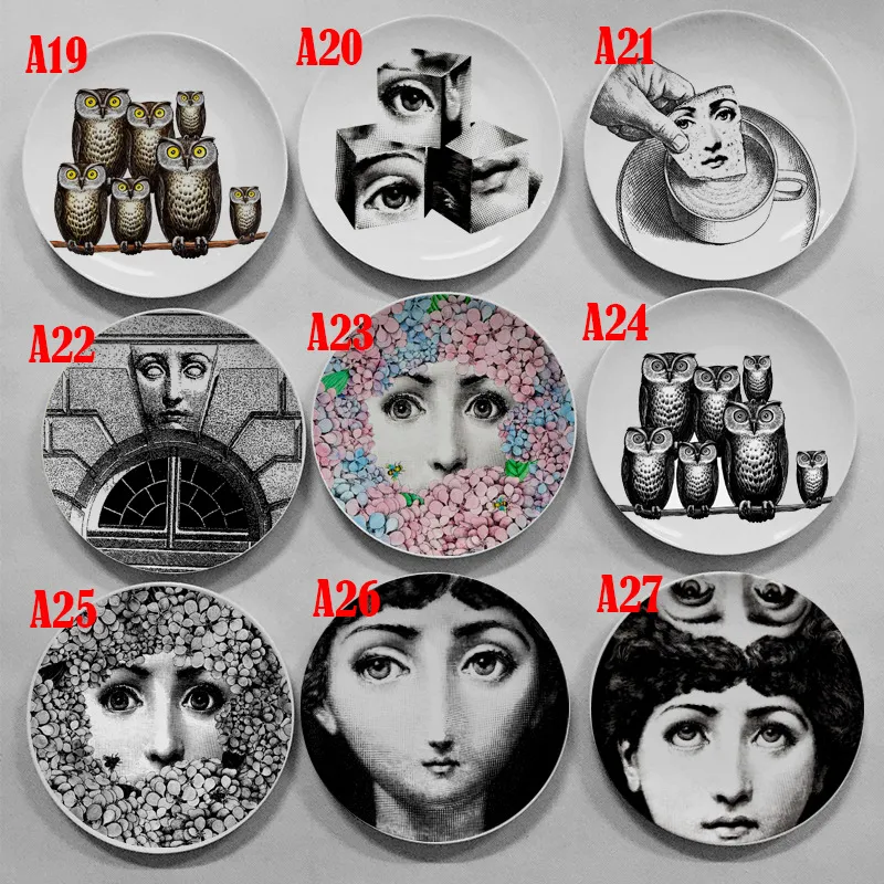 6'' Retro Round Ceramic Coffee Shop Wall Decor Plates, Portrait Print ...