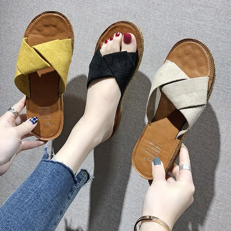 Hot Sale New Style Summer Woman Slippers Beach Flock Fashion Low Heels ...