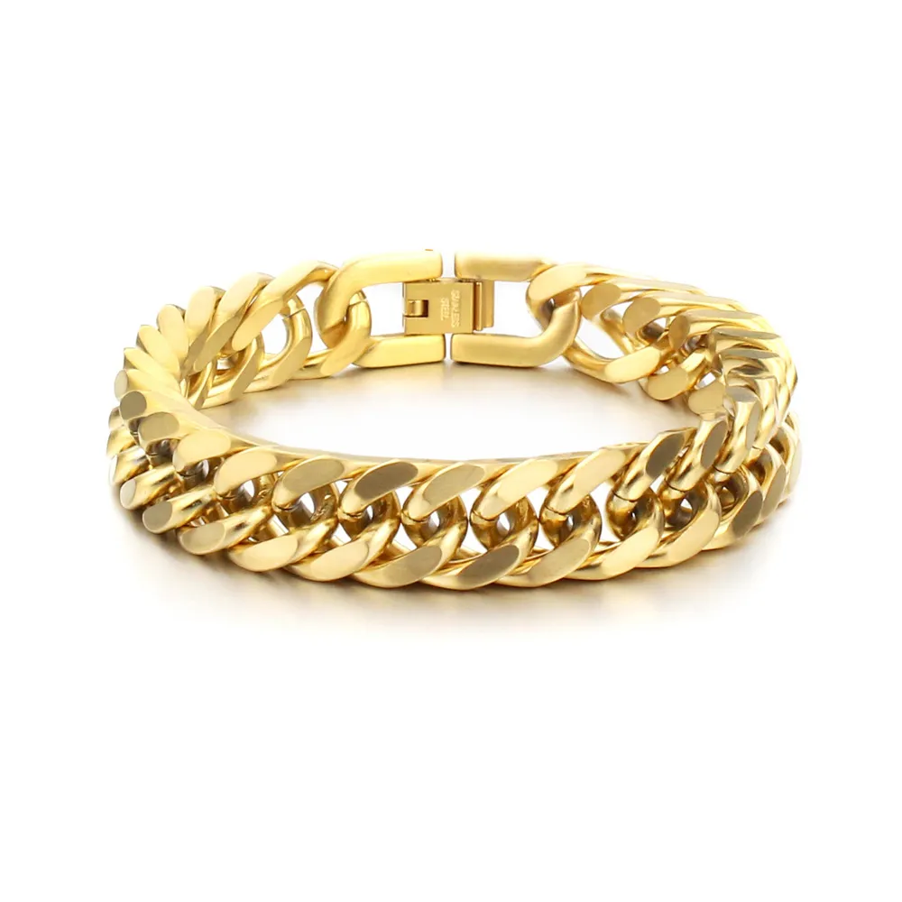 Double D Clasps Bracelets Matte Gold Stainless Steel Cool Bangle Hip ...