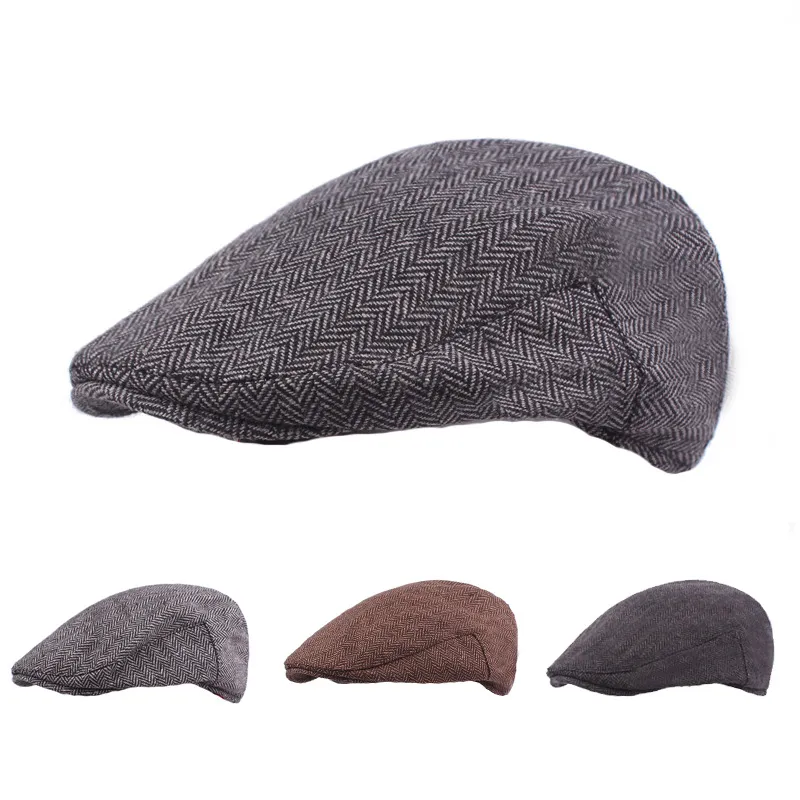 DHgate.com:British Wool Flat Ivy Cap, Striped Vintage Beret Hat:Sports ...