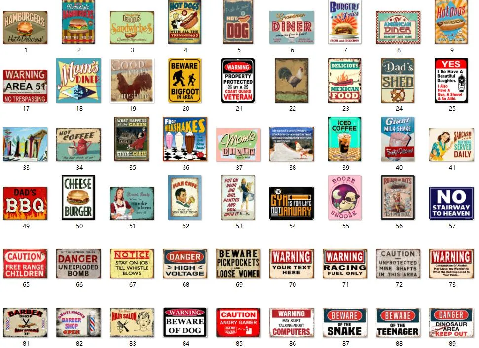 Vintage Metal Tin Sign Warning Beware Plate Diner Farm Barber BBQ Egg ...