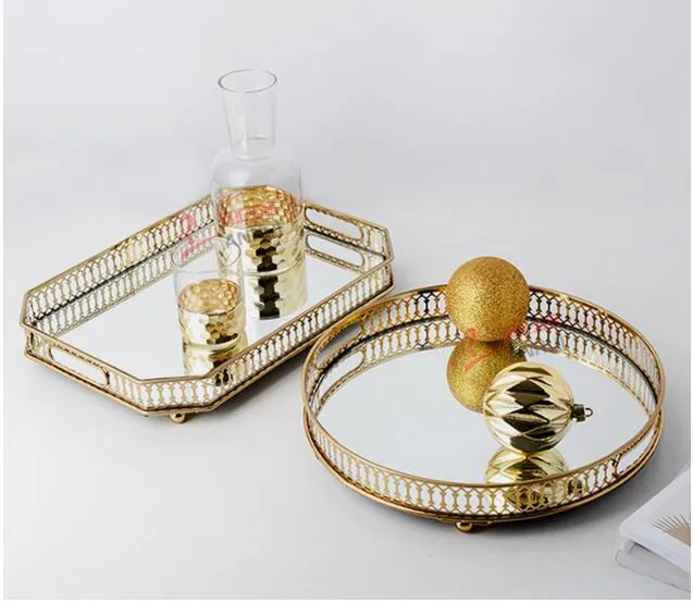 Golden Glass Breakfast Tray - Elegant Iron Frame, Mirror Bottom ...