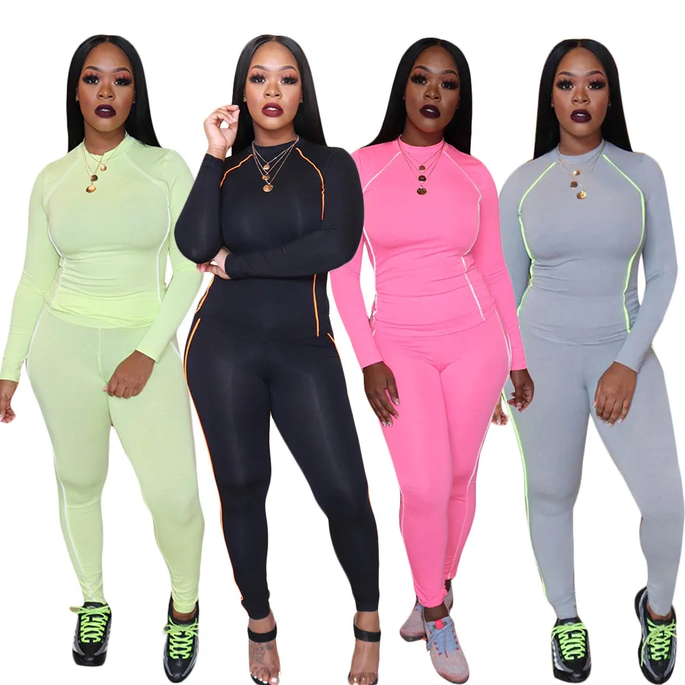 Women's Casual Tracksuit Set - Solid Color Lounge Wear, Long Sleeve ...