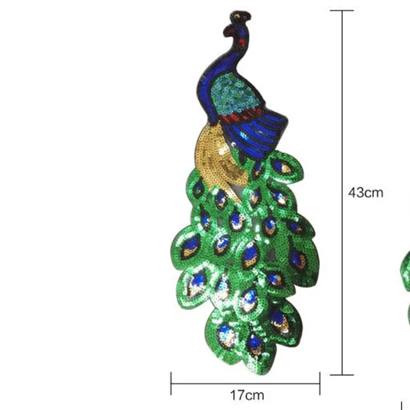 Colorful Sequin Peacock Embroidery Fabric Large Applique Patches Iron ...