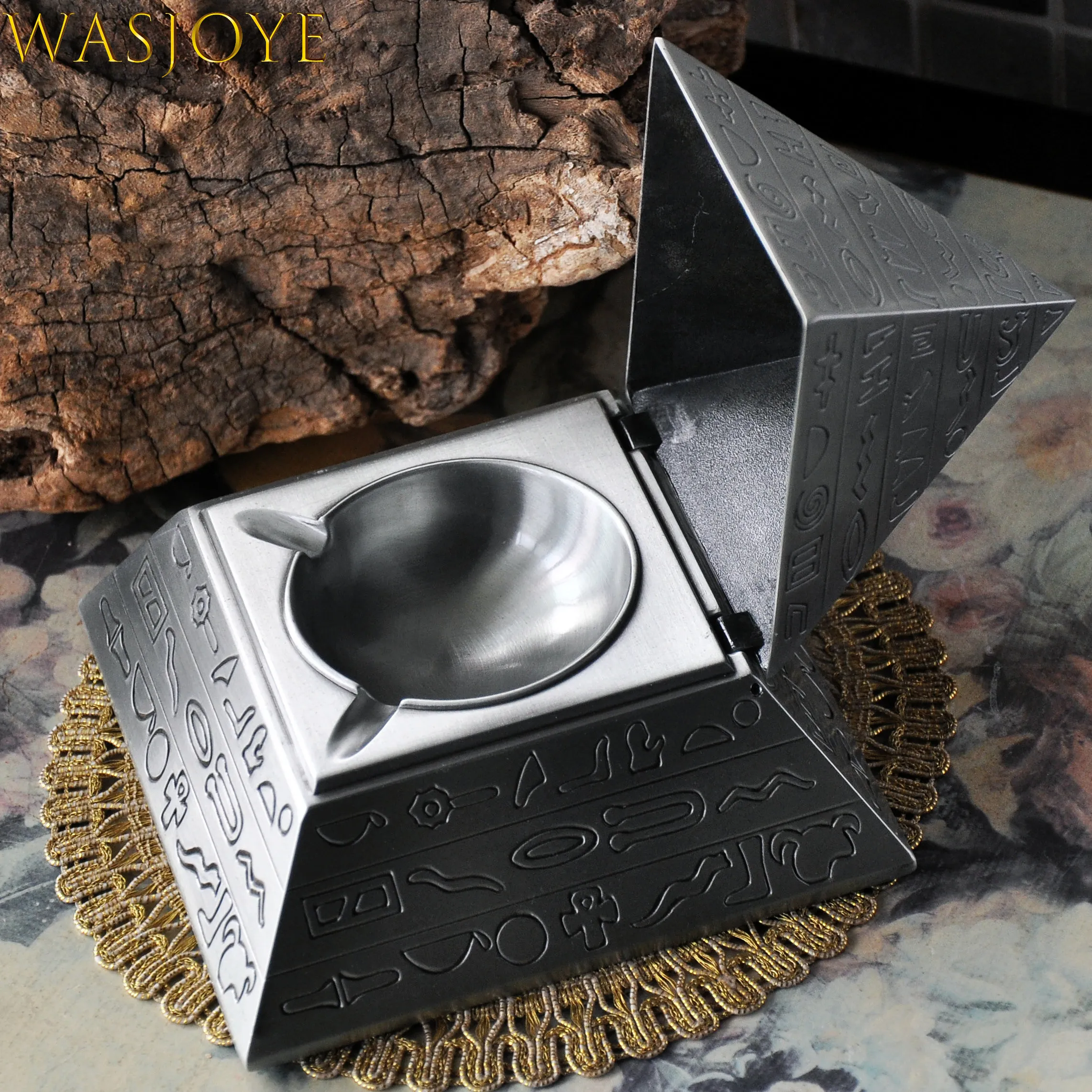 Premium Silver Alloy Pyramid Ashtray: Windproof, Decorative ...