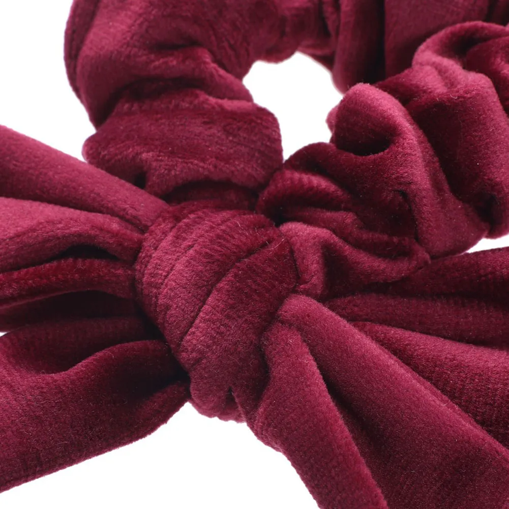 BEAUTY Femmes Velvet Bow Streamer Scrunchies Hair Corde Coup Tie ...